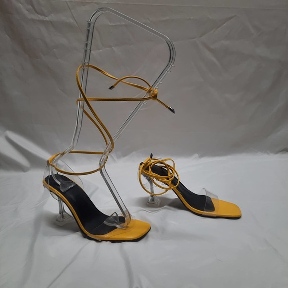 Criss | Shoes | Nwot Criss Bright Sunny Yellow Cubed Lace Up Strappy ...
